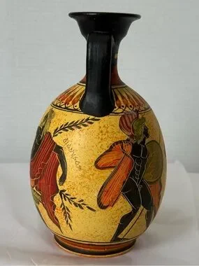 Art | Grecian Style Ceramic Vase Handpainted Yellow And Black Deities ...